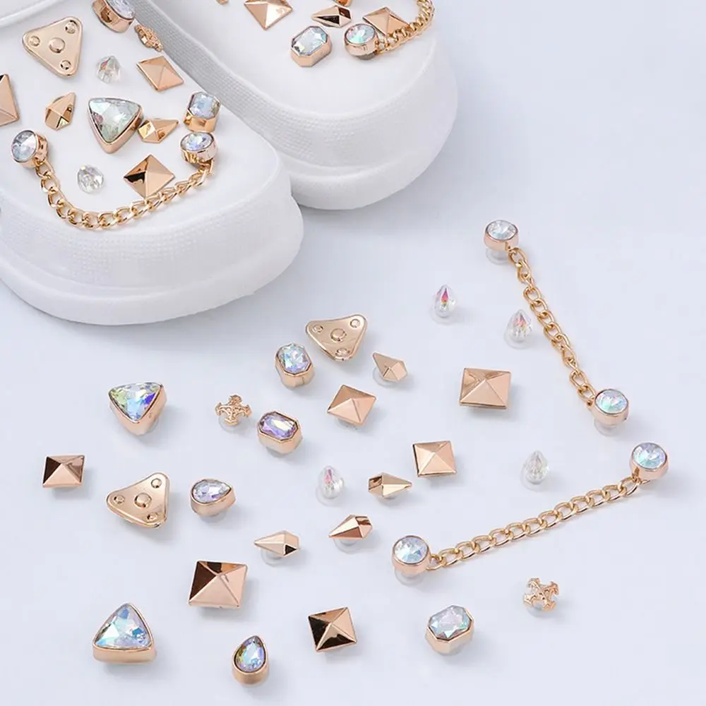 1Set Charm Buckles for Hole Shoes Charms Chain Butterfly Rhinestones ...