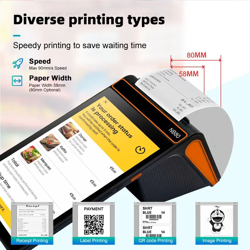 Noryox Nb80 Pos Machine 3GB+16GB Android 13 GMS Smart 2D Barcode ...