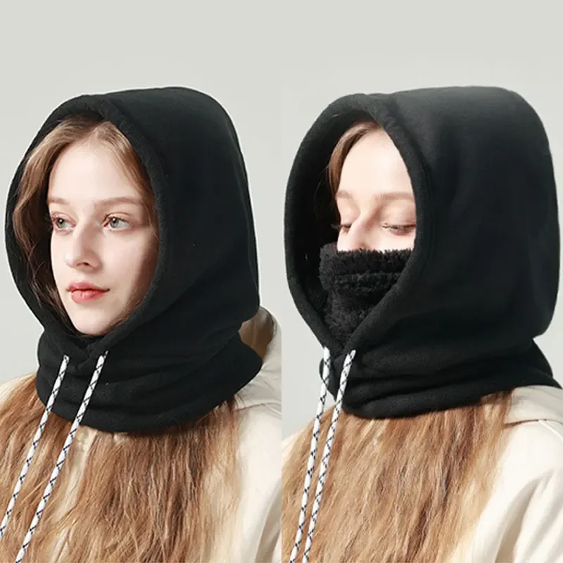 Fashion-Women-Winter-Hooded-Neck-Collar-Cap-Head-Drawstring-Thick-Bike-Cap-Unisex-Bonnet ...