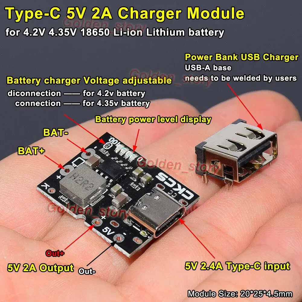 Mini-5V-2A-Type-C-USB-3-7V-18650-Lithium-Li-ion-Battery-Charging-PCB ...