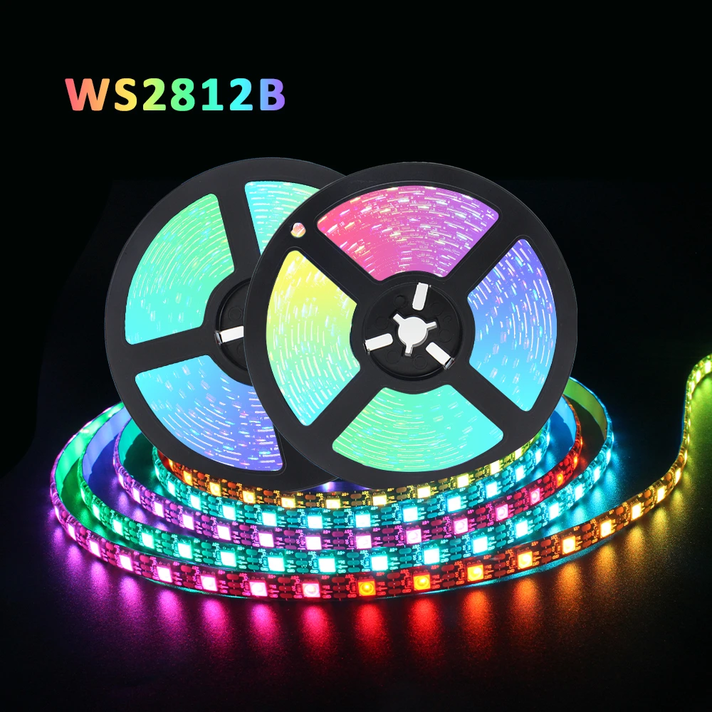 5050 Rgb Led Strip Addressable Dc 5v 3pin Ws2812b Ic 60 Leds/m 30leds/m Ip30 Ip65 Lamp ...