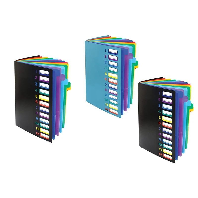 24-Clear-Pocket-Expanding-File-Folder-12-Colored-Tabs-Holds-300-Sheets ...