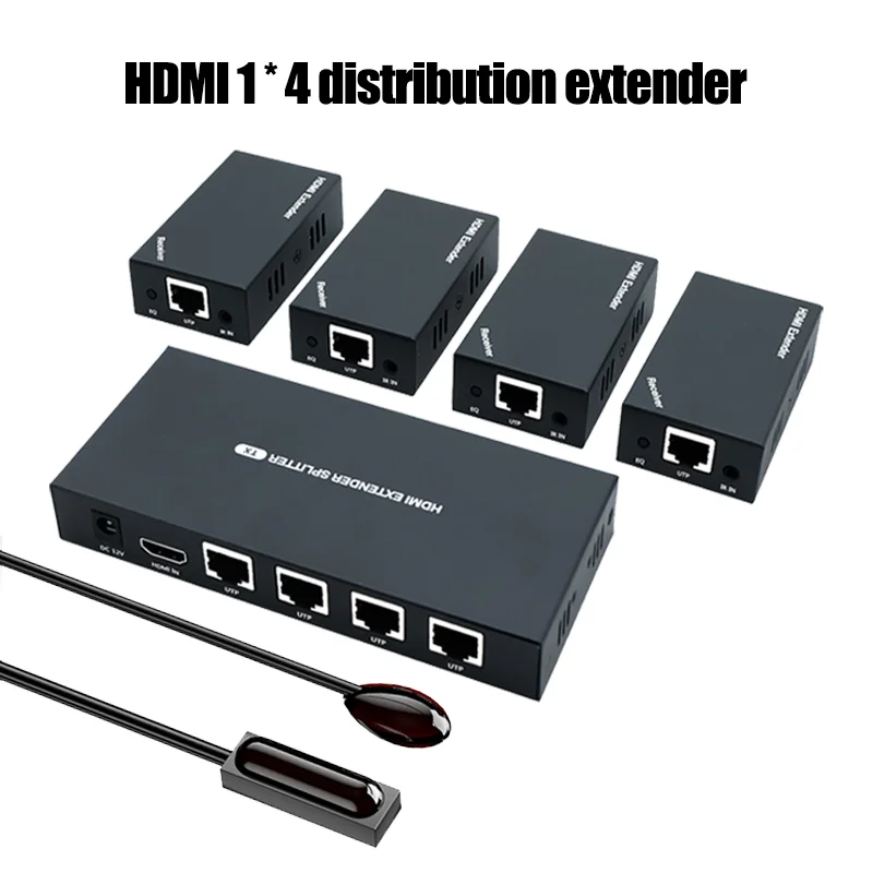 1x4-HDMI-Extender-Splitter-4K-Multiple-Over-Single-Cable-CAT6-7-HDCP-2 ...