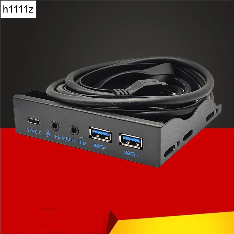 Panel Frontal USB para PC, USB 3,2, Gen2, 10gbps, tipo C + 19Pin, 2 puertos, Hub + Audio HD, 3 ...