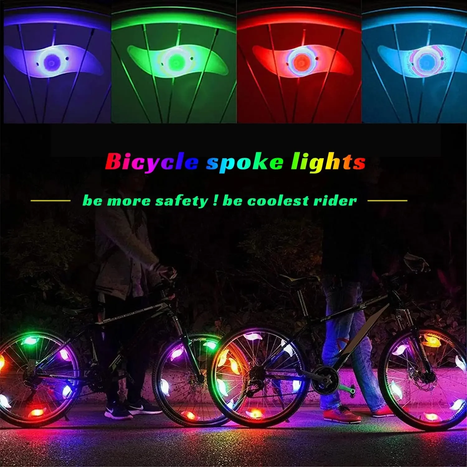 Bike Wheel Spoke Light Tire Lights LED Waterproof Bike Safety Warning 3 ...