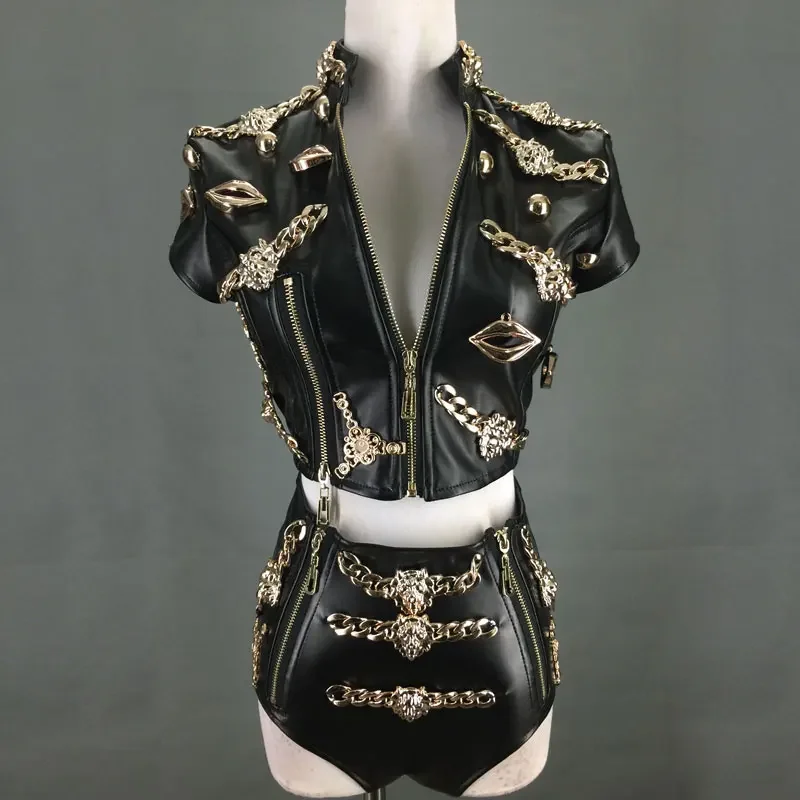 sexy-party-rave-2-piece-black-hiphop-outfits-Nightclub-bar-DJ-singer ...
