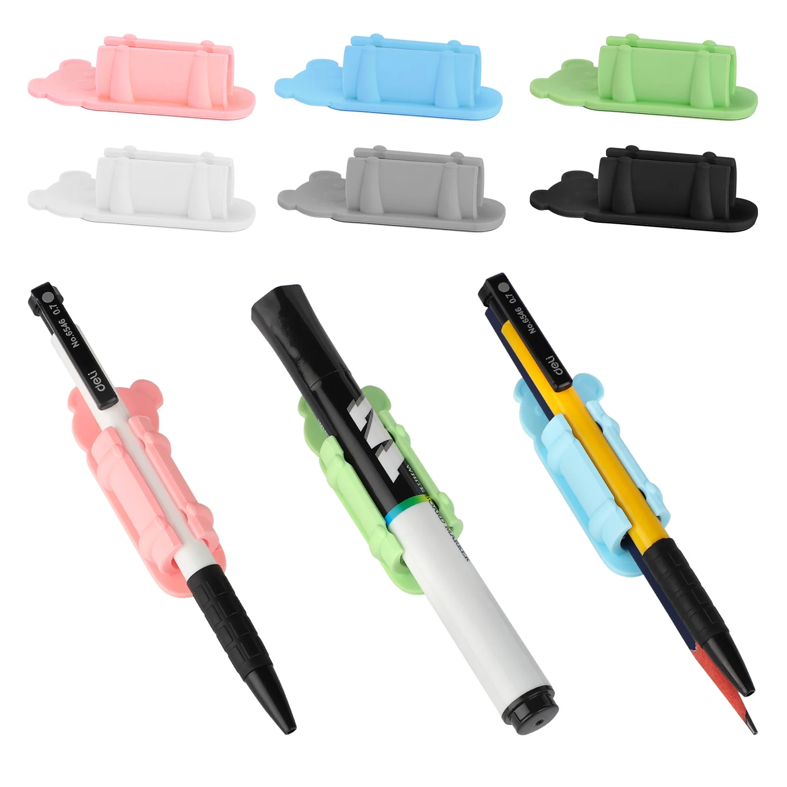 Self-Adhesive Silicone Pen Clip Wall Mounted Pencil Clip Desktop Marker ...