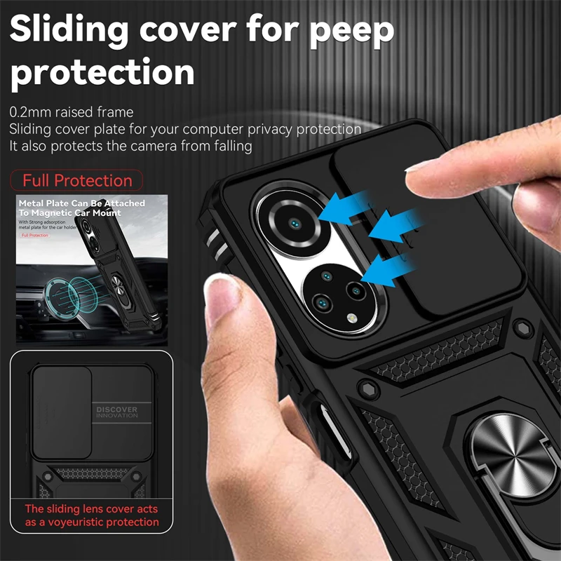 For Honer X7 Case Armor Car Magnetic Ring Holder Phone Cases For Honor ...