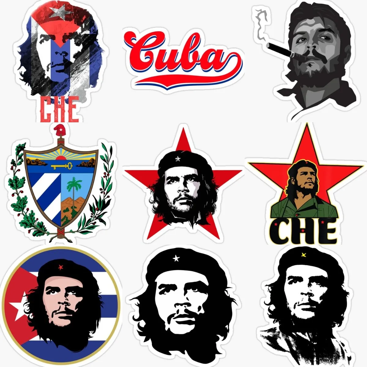 Cuba-Flag-Map-National-Emblem-Great-Che-Guevara-Stickers-Laptop-Car ...