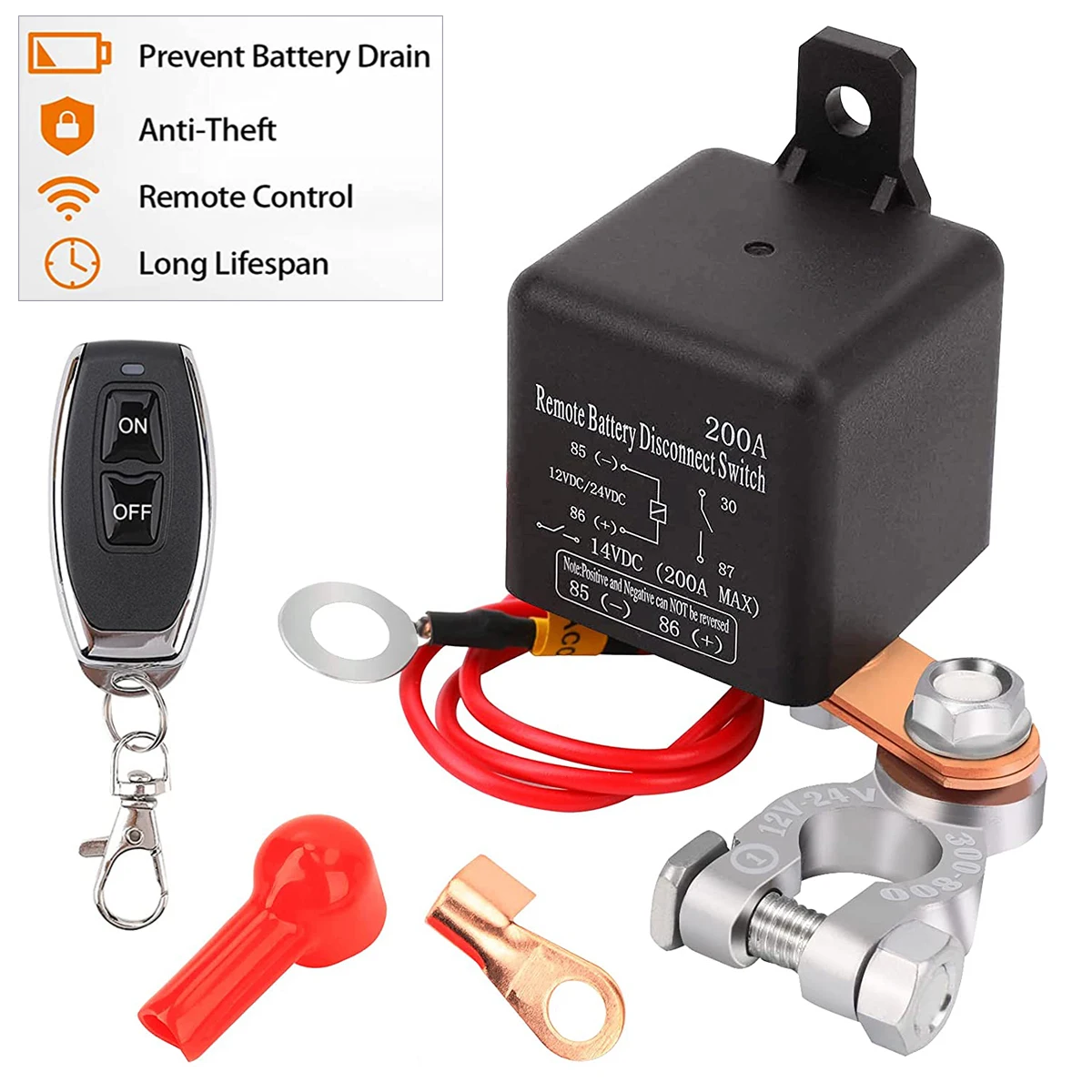 Remote-Battery-Disconnect-Switch-12V-200A-Battery-Cut-Off-Switch-Relay ...