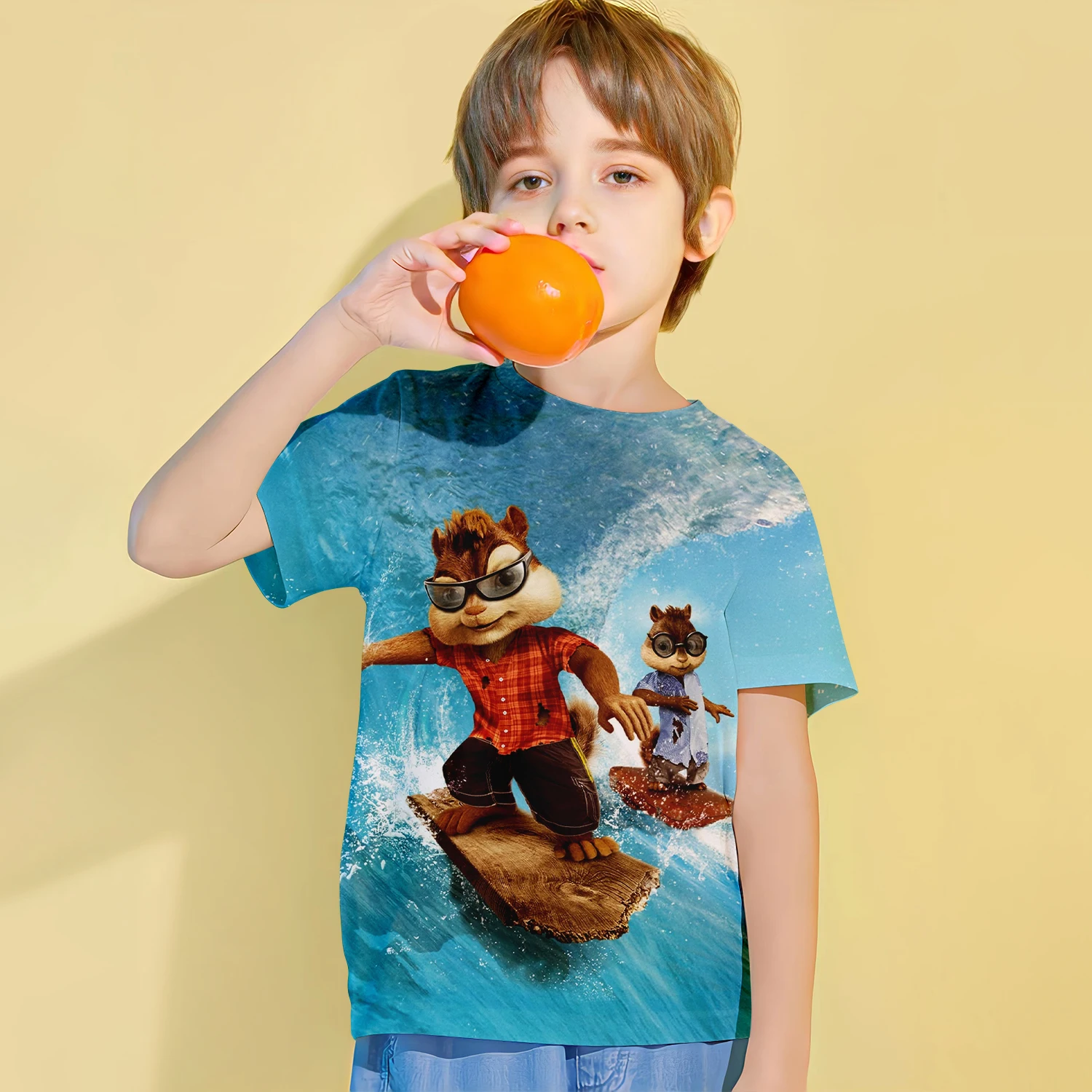 Children-s-Summer-Short-Sleeve-Tops-Cute-Alvin-and-The-Chipmunks-3D ...