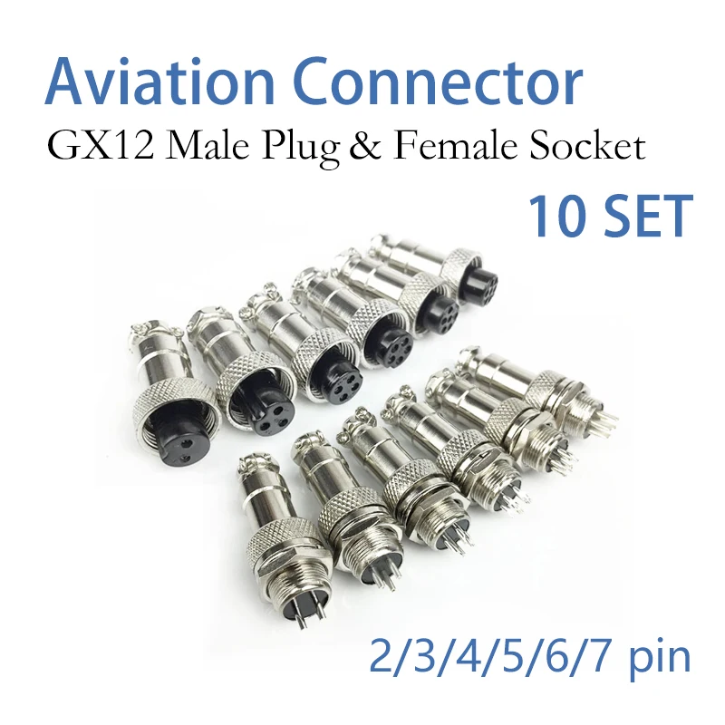 10Pcs-GX12-Aviation-Circular-Connector-2-Pin-3pin-4pin-5pin-6pin-7pin ...