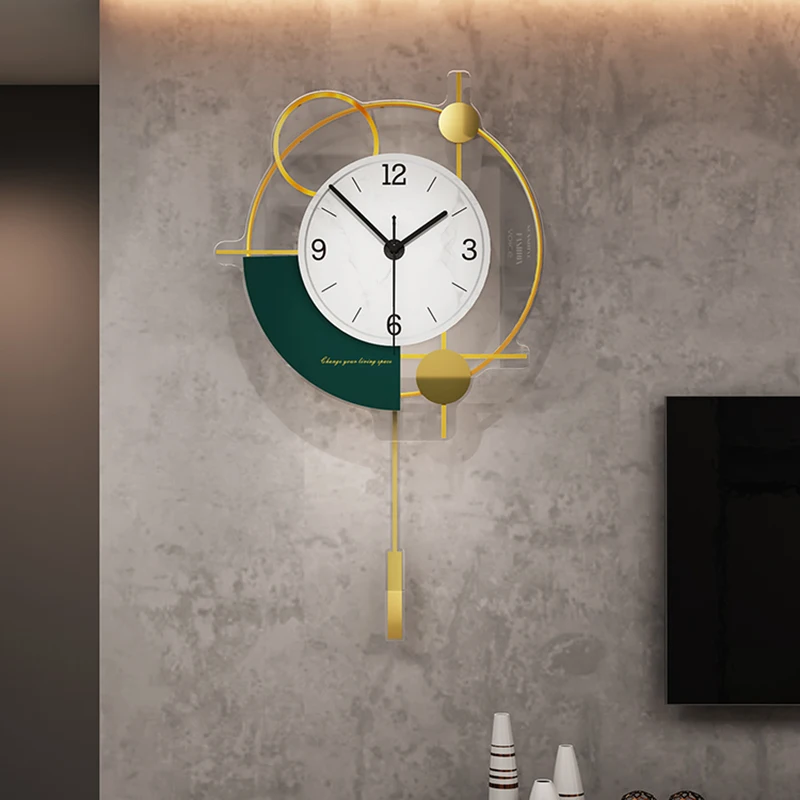 Luxury Nordic Mechanism Wall Clock Living Room Large Silent Pendulum ...