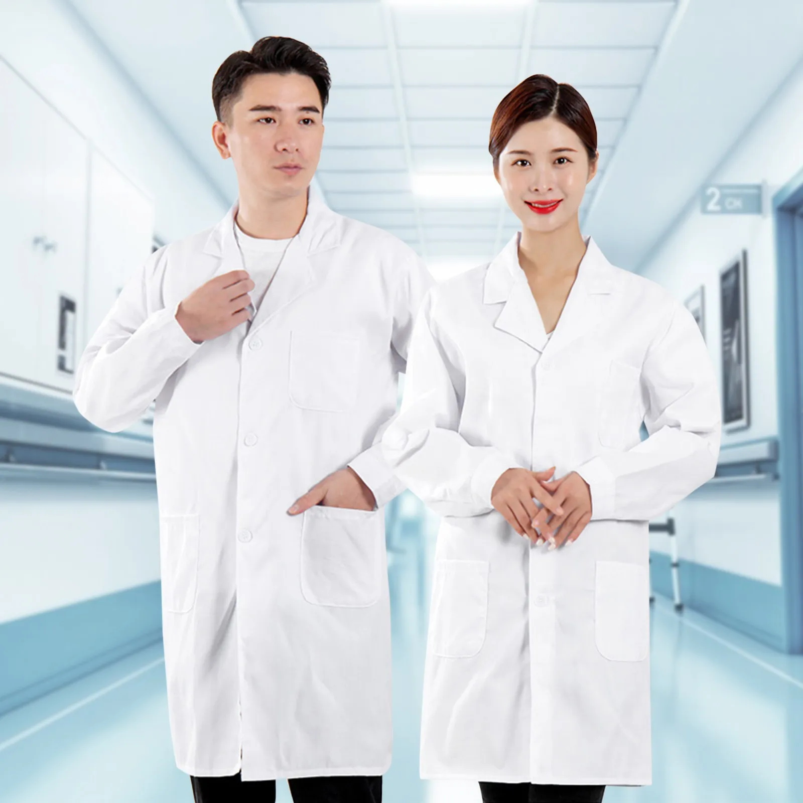 High-Quality-Cotton-Coat-White-Lab-Coat-Hospital-Doctor-Nurse-Uniform ...