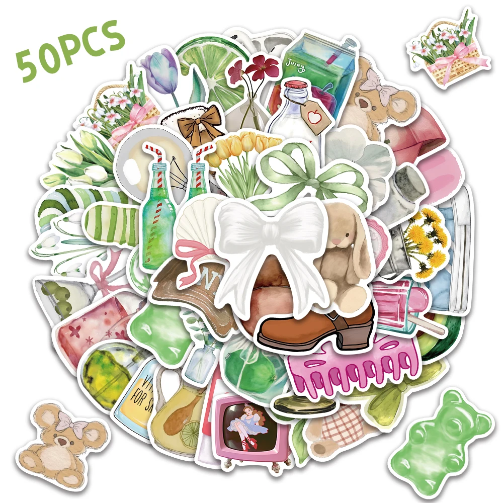 50PCS The Clean Girl Stickers Fashion Ins Room Decor Decals for Laptop ...