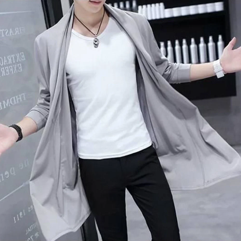 Gabardina-larga-de-estilo-coreano-para-hombre-Abrigo-con-capucha-c ...