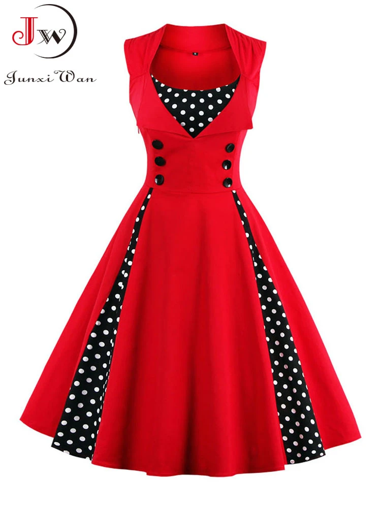 Rockabilly Dress Retro Women Summer Neck Sleeve | Vestidos Pin ...