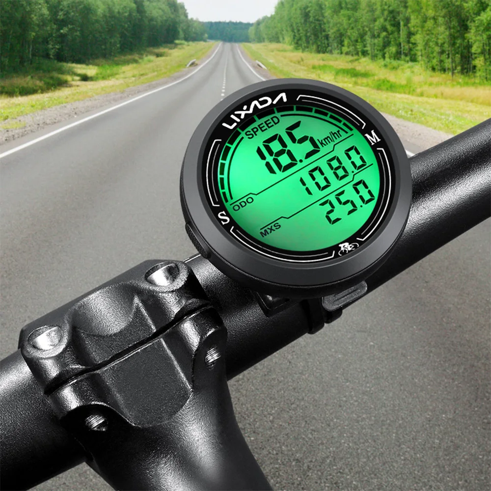 Wired-Bike-Speedometer-IP67-Waterproof-Round-Shaped-Bike-Computer-Large ...
