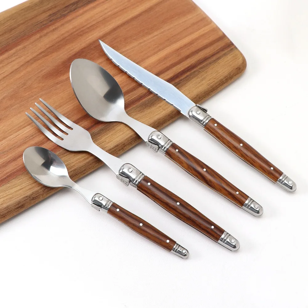 Stainless-steel-western-knife-fork-and-spoon-set-wood-grain-straight ...