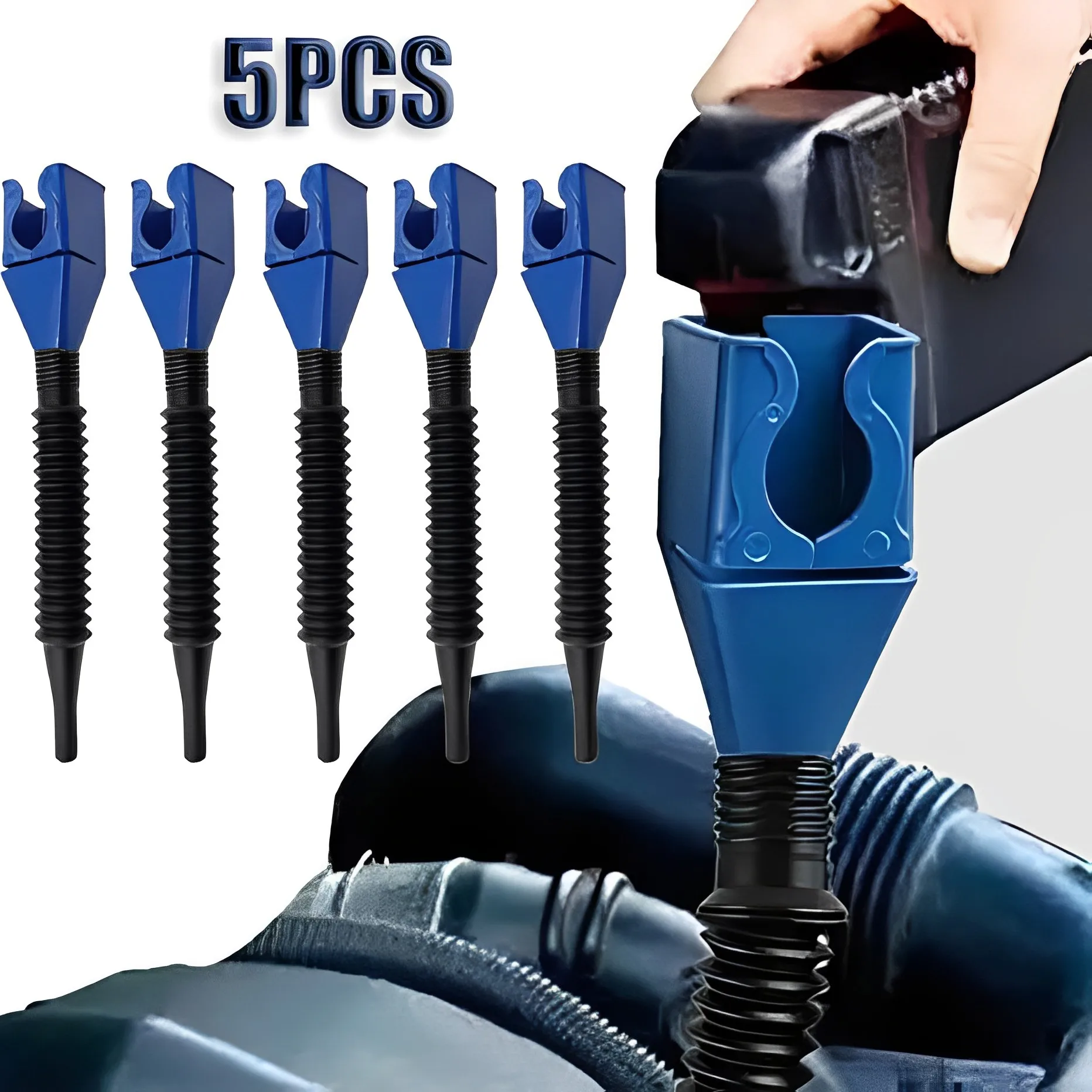 5PCS Blue Universal Plastic Multi-Function Wide Mouth Large Funnels ...