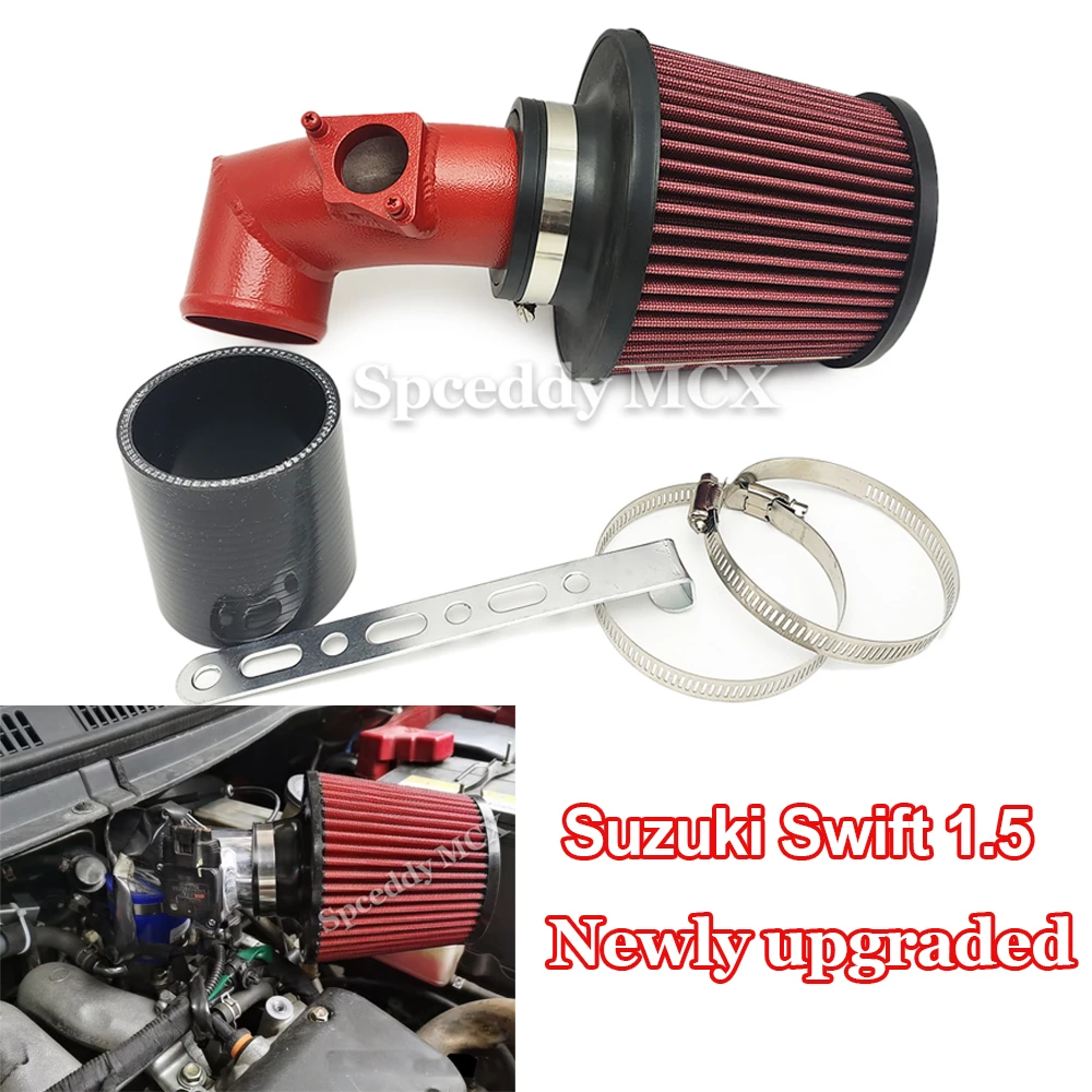 Car Cold Air Intake System High Flow Red Aluminum Pipe Kit With Air ...