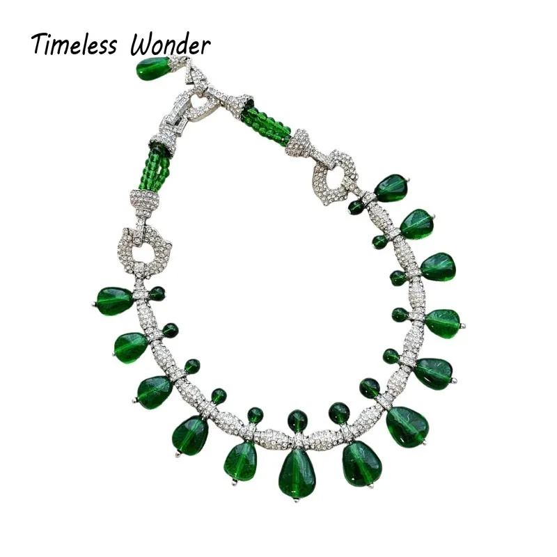 Timeless Wonder Fancy Zircon Glass Beaded Pave Necklace for Women ...