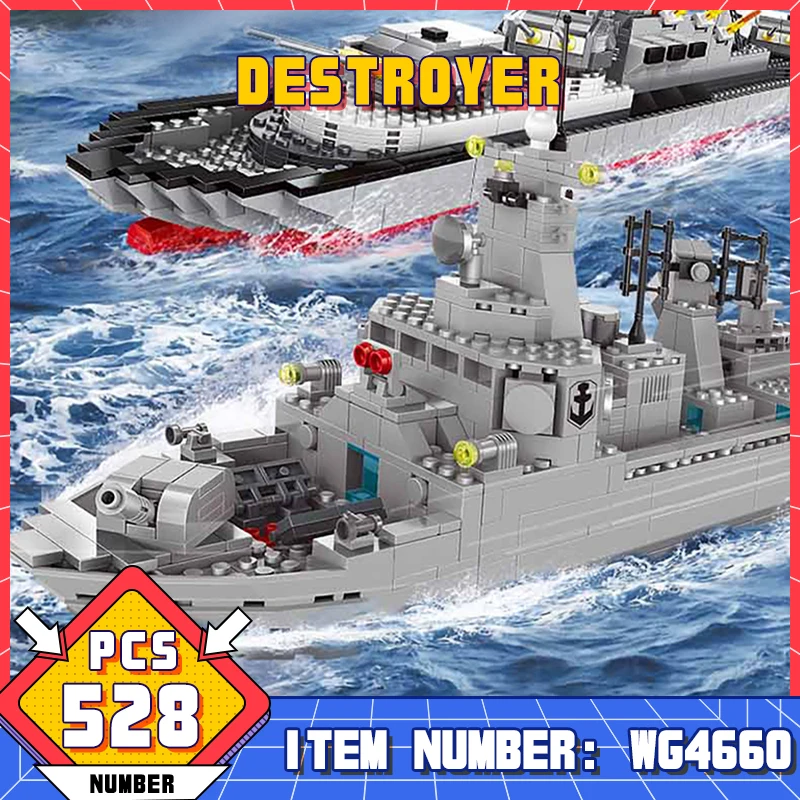 WG4660-528Pcs-Bricks-Military-Series-Warship-Designer-Technical-Plastic ...