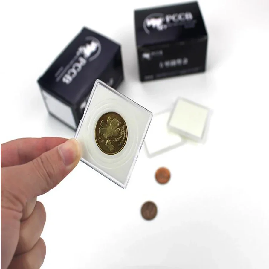 10Pcs-Pccb-Withe-Square-Coins-Container-Box-Coin-Capsules-Applied-Clear ...