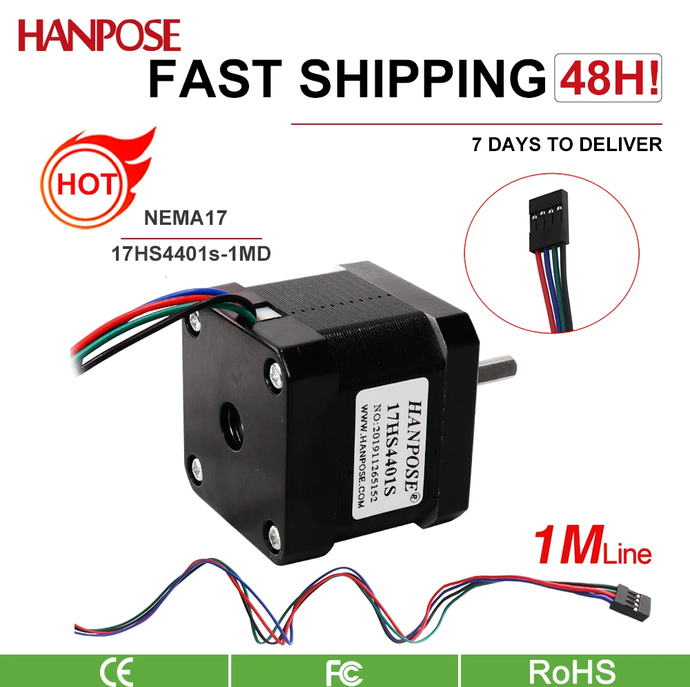 hanpose-42-Stepper-Motor-17HS4401S-1MD-Motor-direct-lead-4-lead-1-5A ...