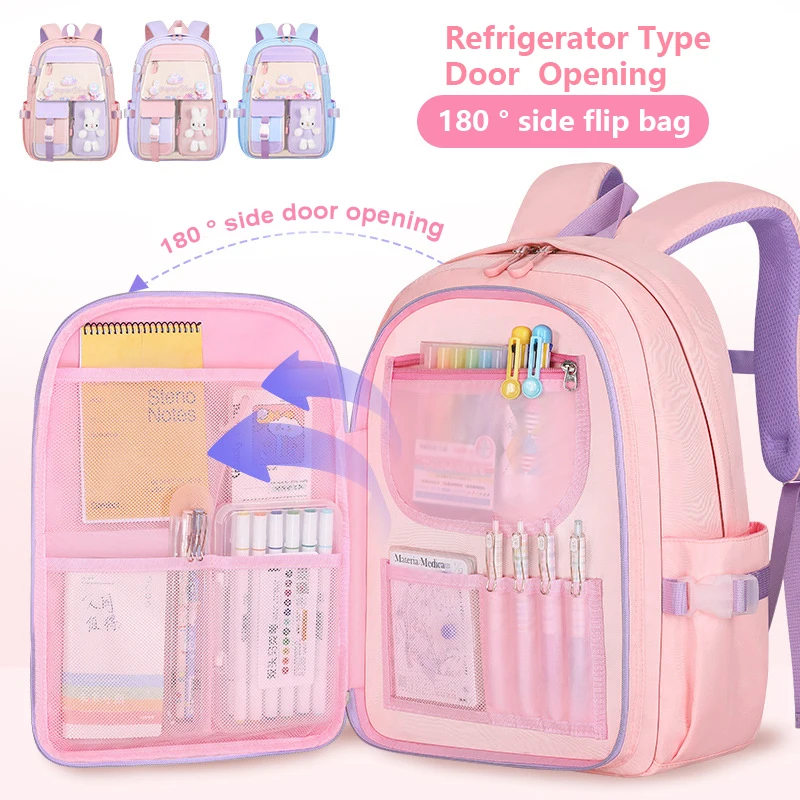 Side opening School Bags Waterproof School Backpack For Girls Back ...