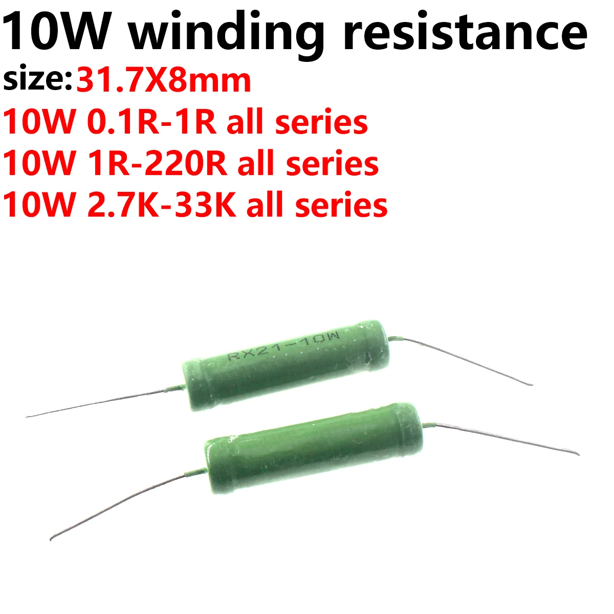Winding resistor Green resistance 0.1R 0.22R 0.33R 0.47R 1R 2.2R 3.3R ...