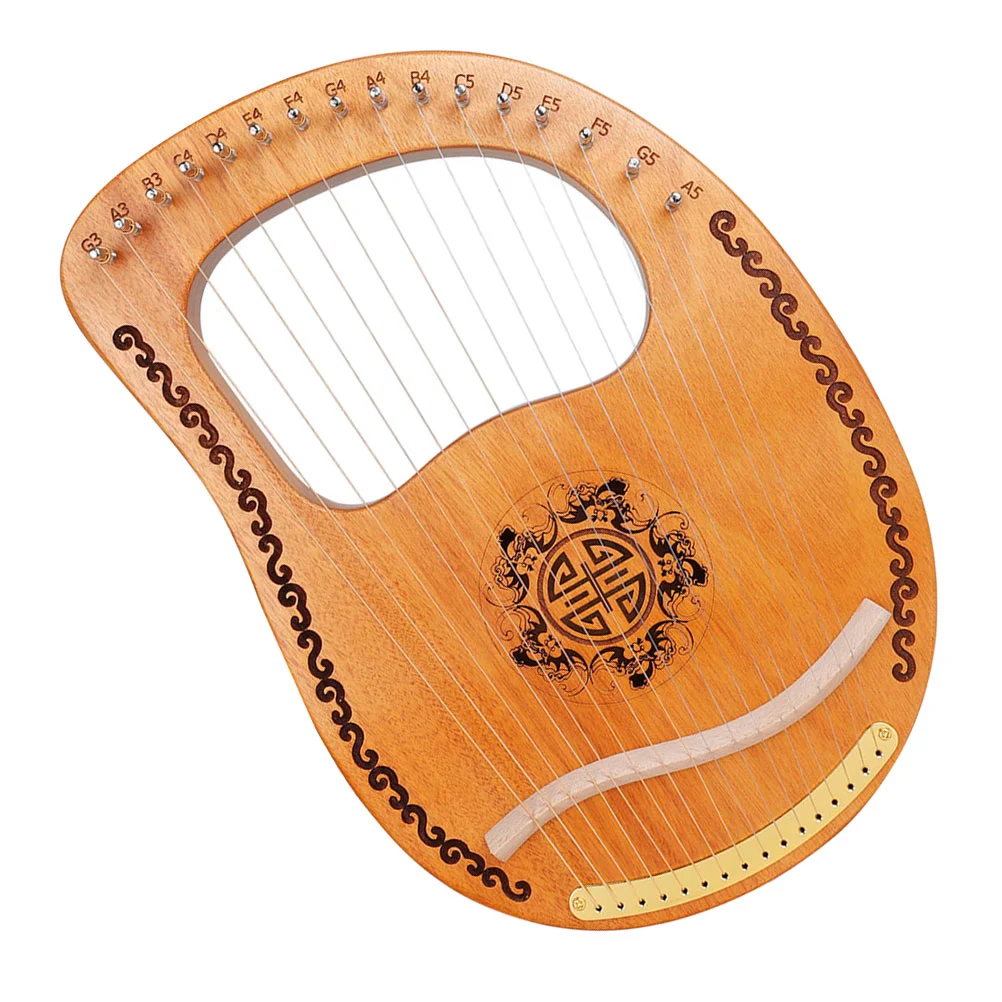 1 Set Lyre Harp Handheld Harp Instrument Wood Body 16 Metal Strings ...