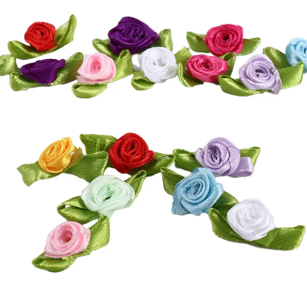 100PCS Artificial Mini Silk Rosettes Fabric Flowers Heads Making ...