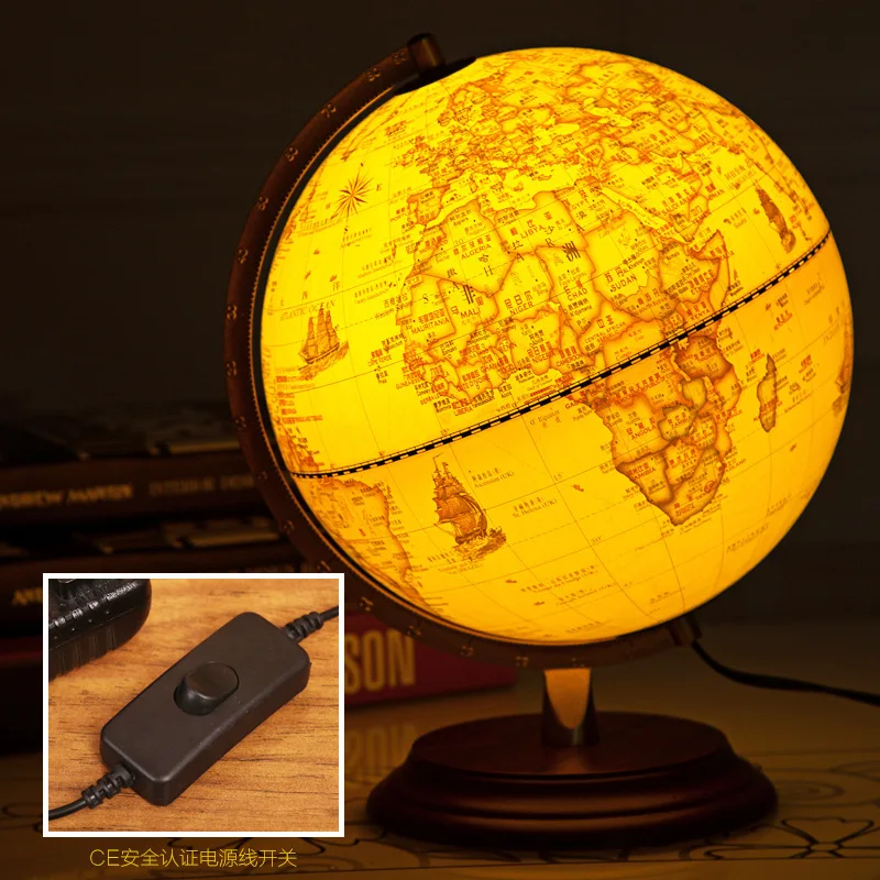 Retro Led World Earth Globe Map 360 Degree Rotating World Globe ...