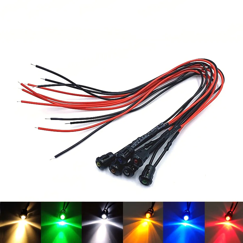 5pcs-Ultra-Bright-3mm-Pre-Wired-LEDs-with-Holders-Emitting-Diodes-Bulb ...