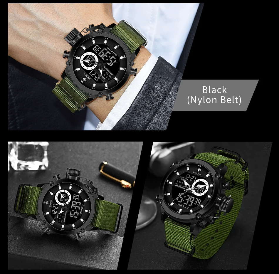 Fashion Wwoor Top Brand Military Sports Men's Nylon Digital Quartz ...