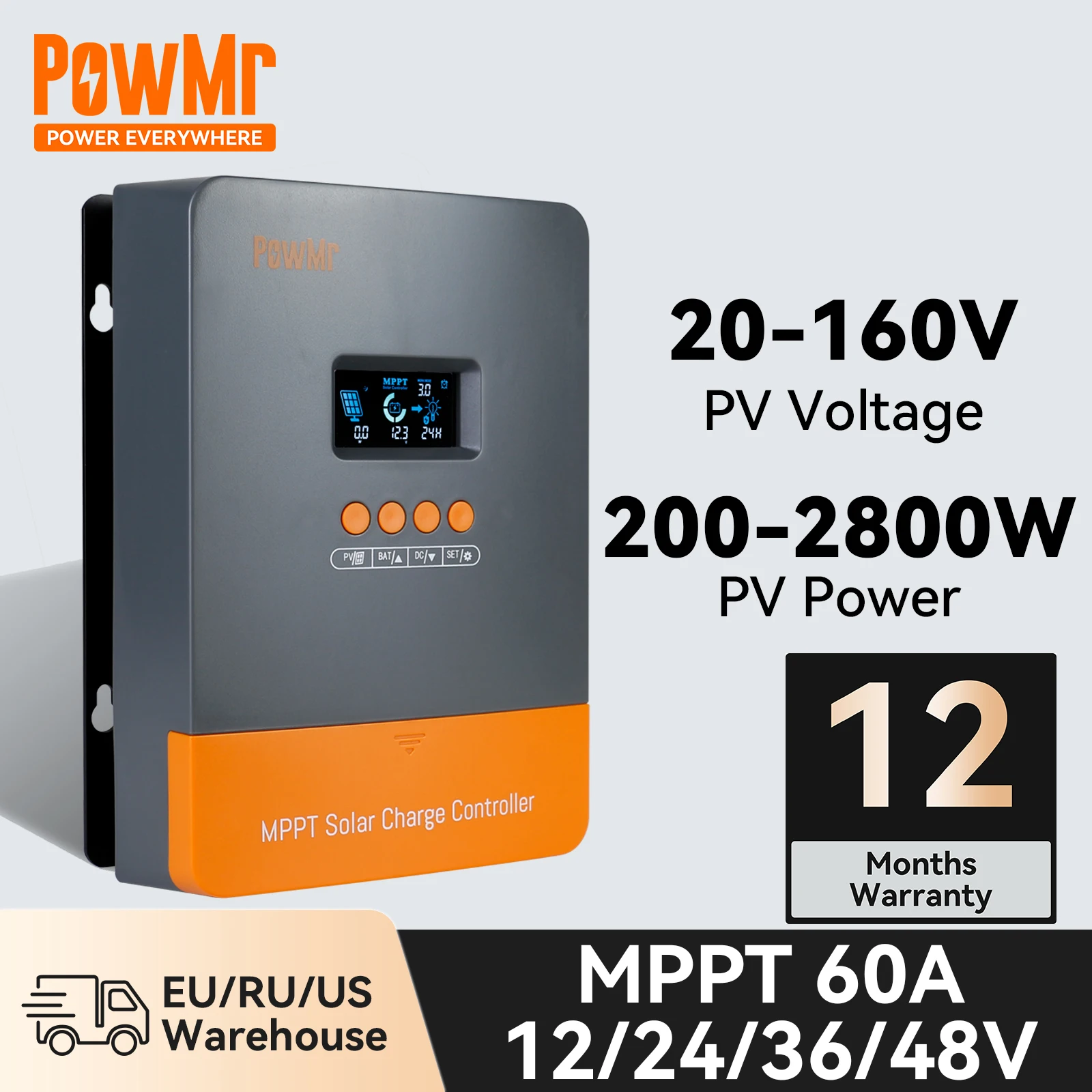 PowMr-controlador-de-carga-Solar-MPPT-de-60A-12V-24V-36V-48V-Auto-para ...