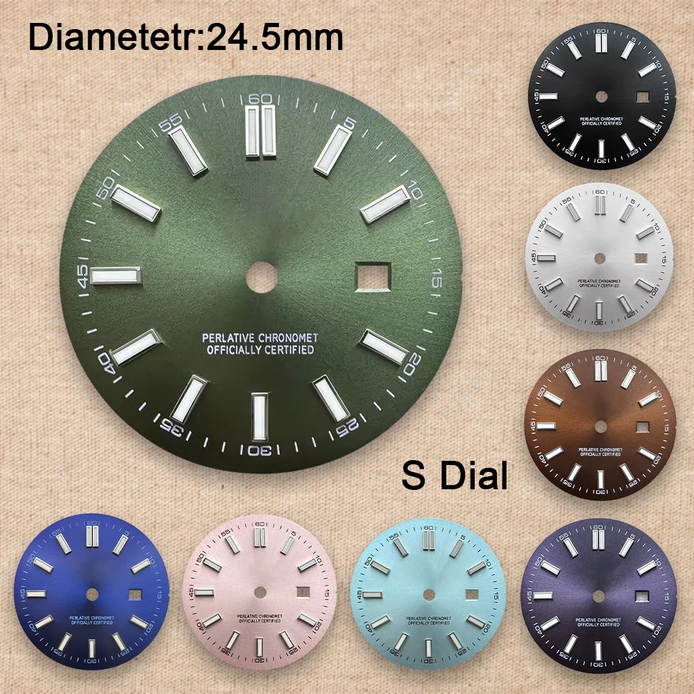 24.5mm S Logo Sunray Dial Fit NH05 Japan Movement Green Luminous High ...