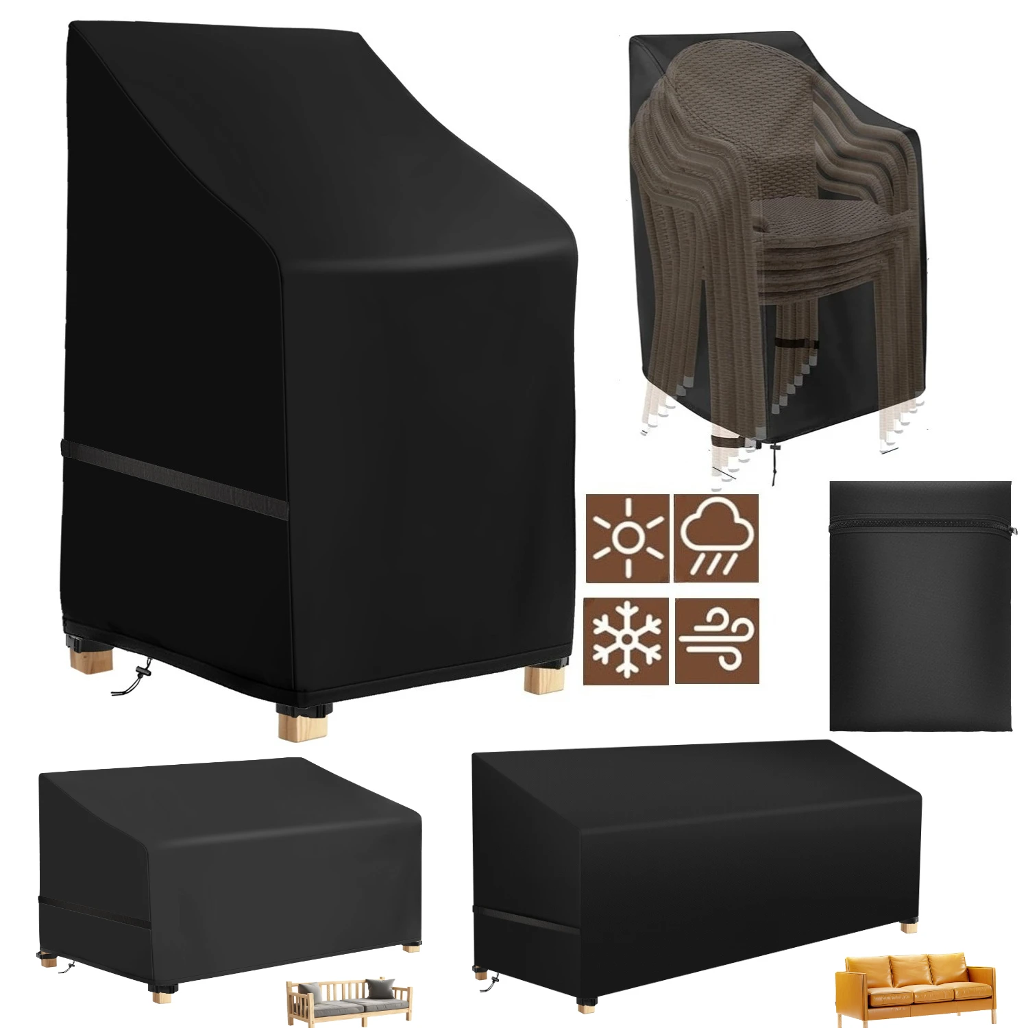 Stacked Chair Cover Waterproof Patio Bench Cover Outdoor Garden ...