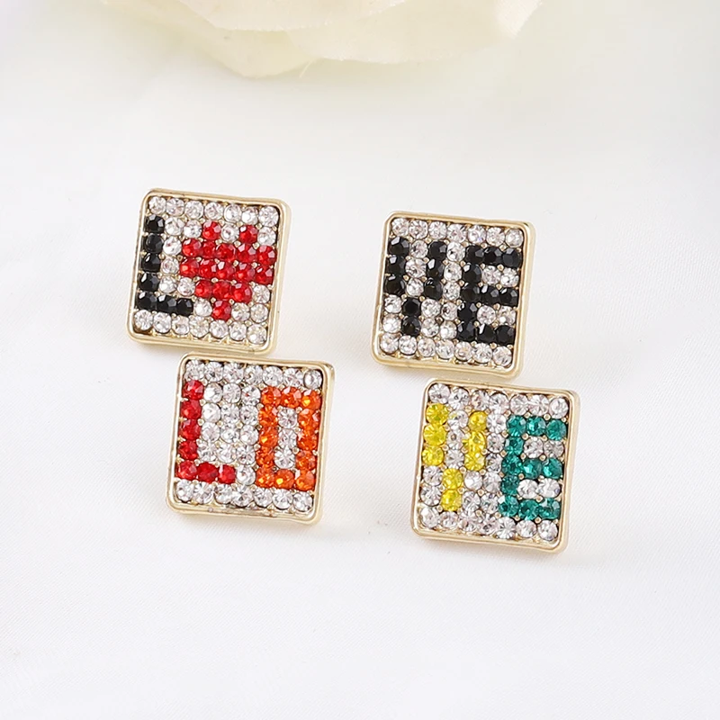 Full-Rhinestone-Square-LOEV-Stud-Earrings-Sweet-and-Cute-Ladies ...