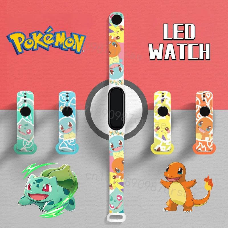 Pokemon LED Electronic Watch Children's Anime Figures Pikachu Fashion ...
