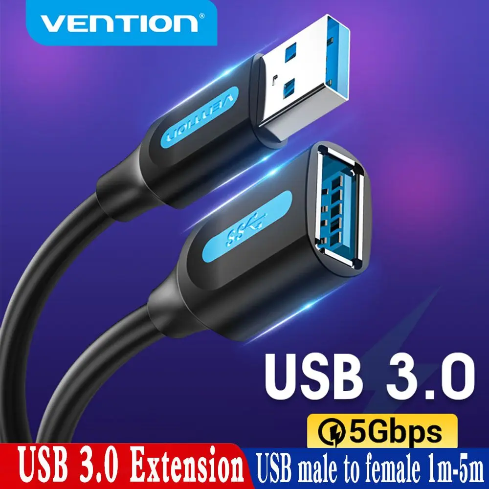 Vention-Cabo de Extensão USB para PC, macho para fêmea Data Cord, velocidade rápida, um SSD ...