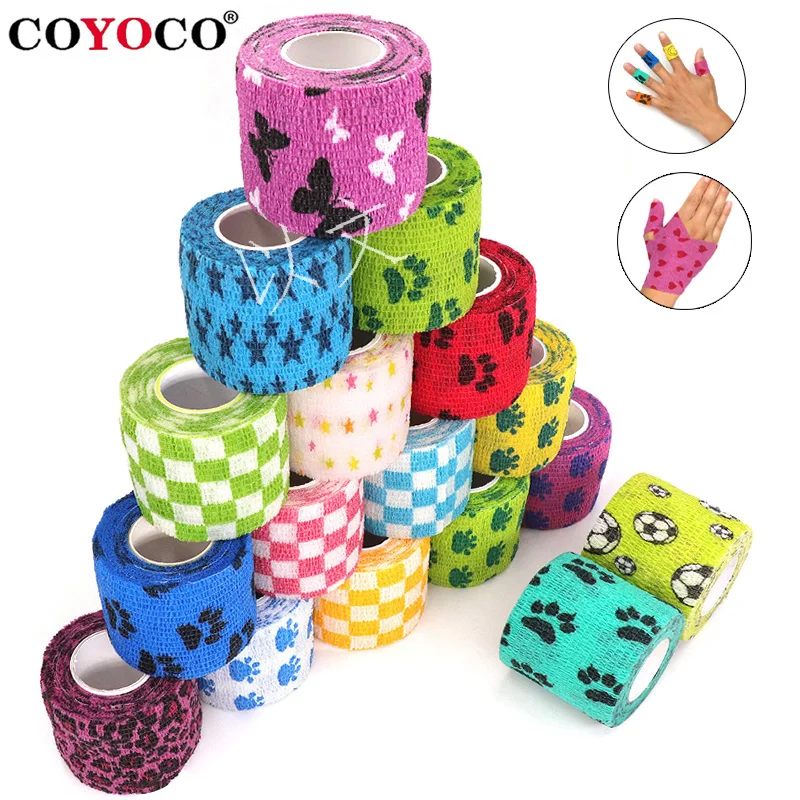 1 Pcs Printed Medical Self Adhesive Elastic Bandage 4.5m Colorful ...