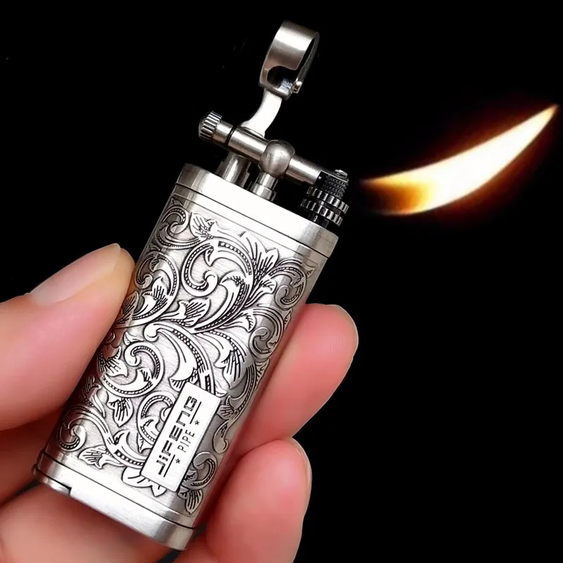 JIFENG-Metal-Gas-Pipe-Lighter-Vintage-Tobacco-Lighter-with-Rod-Zinc ...