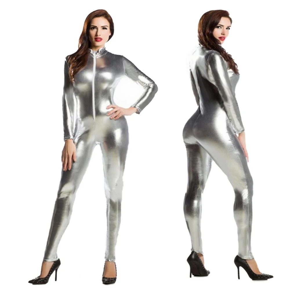 Adult Women's Zentai Suit Shiny Spandex Unitard For Halloween Full ...