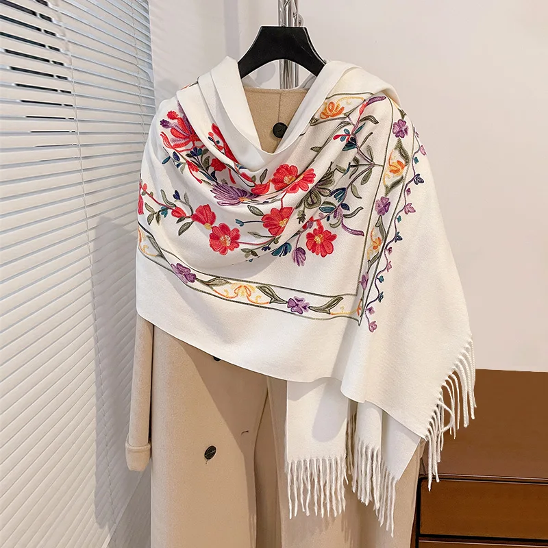 Luxus Winter Stickerei Kaschmir Schal Frauen Neue Design Warme Pashmina ...
