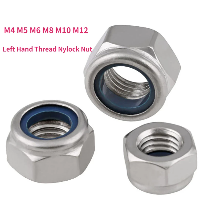 M4-M5-M6-M8-M10-M12-304-Stainless-Steel-Left-Hand-Thread-Nylock-Nut ...