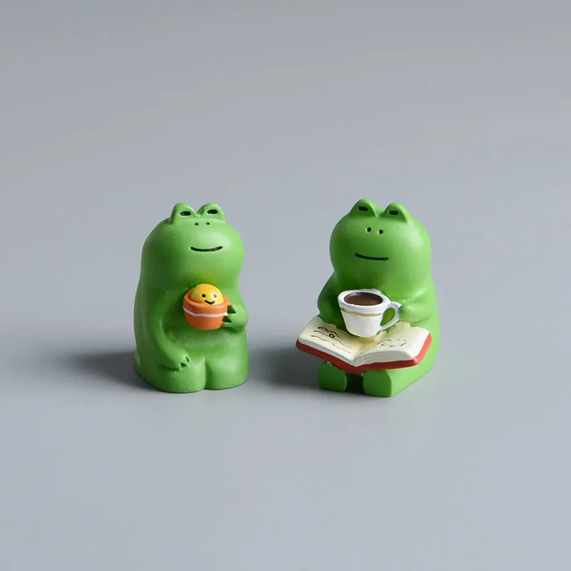 Koteta Cute Animal Frog Model Figure Resin Craft Miniature Home Decor ...