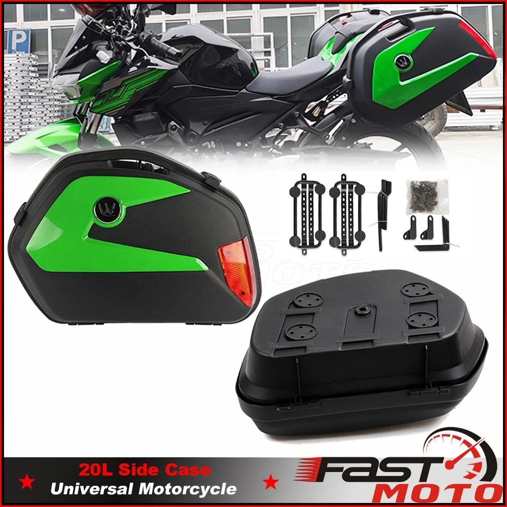 Motorcycle-Side-Case-20L-Street-Bike-Tail-Boxes-W-Mount-Bracket-Kit-For ...