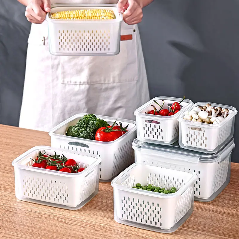 Kitchen-Fruit-Vegetable-Double-layer-Draining-Fresh-keeping-Box-Food ...